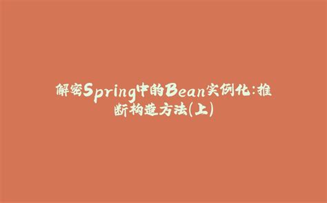 解密spring中的bean实例化：推断构造方法（上） 拾光赋