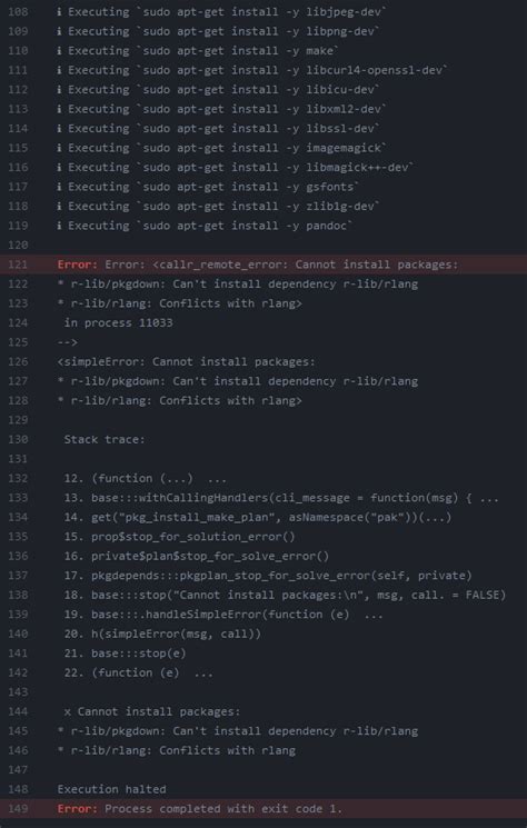 installation of rlang fails in github action when trying to install the