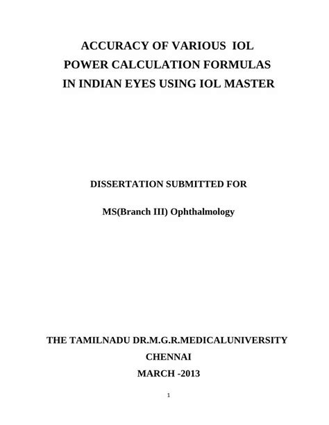 Pdf Accuracy Of Various Iol Power Calculation Formulas Dokumentips