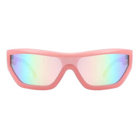 Geometric Rectangular Sunglasses Unisex Modern Wrap Around Uv400 Pink