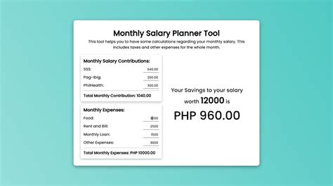 Monthly Salary Planner Tool Using Html Css And Javascript With Source