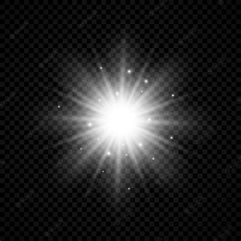 렌즈 플레어의 조명 효과 투명 한 배경에 반짝와 흰색 빛나는 조명 스타 버스트 효과 벡터 일러스트 레이 션 프리미엄 벡터