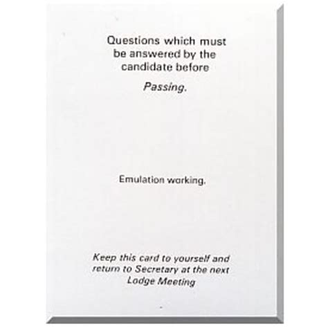 Emulation Question Card Passing Crest Regalia Ltd