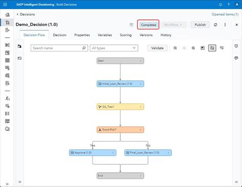 Sas Intelligent Decisioning Using A Workflow For A Decision