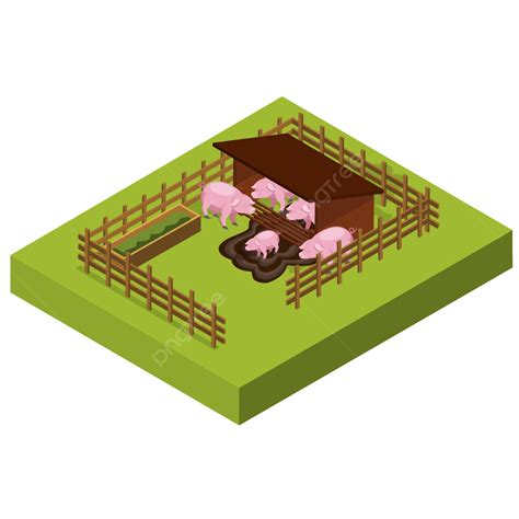 Hand Drawn Agricultural Illustration Pigsty Material With Shed Pigpen