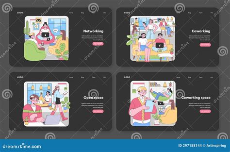 Modern Workspace Set Flat Vector Illustration Stock Vector
