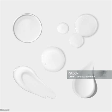 투명 화장품 미용 제품 방울 및 번짐 흰색 배경에 고립 현실적인 벡터 일러스트 레이 션 3차원 형태에 대한 스톡 벡터 아트 및 기타 이미지 3차원 형태 메이크업 화장품