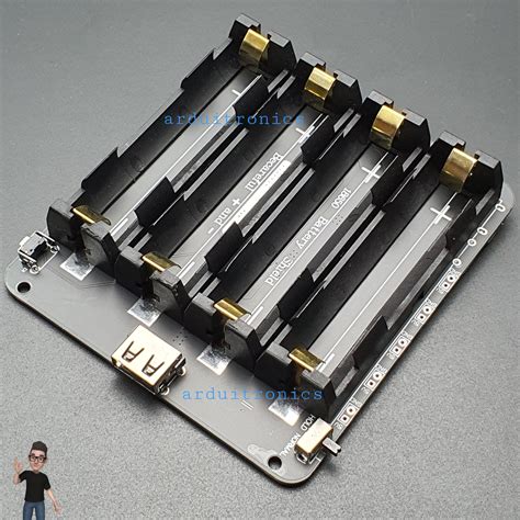 โมดูลชาร์จแบตเตอรี่ 18650 แบบ 4 ก้อน พร้อมช่องจ่ายไฟ Usb Battery Shield V3 สำหรับ Raspberry Pi