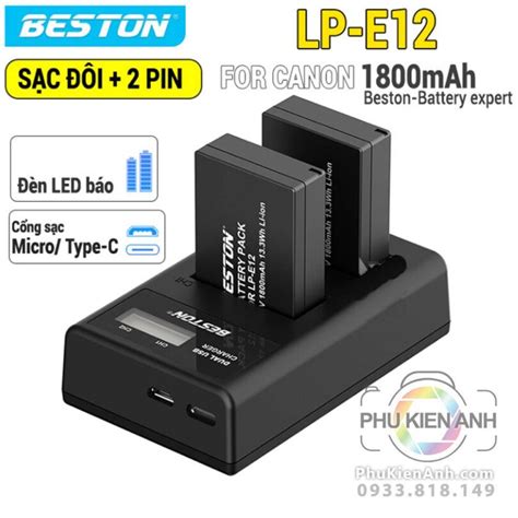 Pin Sạc Beston Lp E12 ChÍnh HÃng Cho Máy ảnh Canon M10 M6 M50 M100