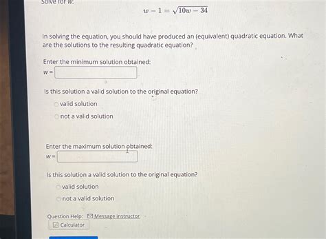 Solved Solve For W W 1 10w 342In Solving The Equation You Chegg Com