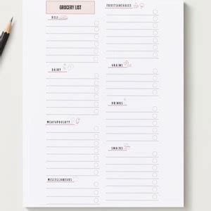 Grocery List Notepad Etsy