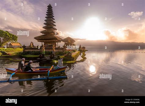 View Of Offerings Being Made At Ulun Danu Beratan Temple On Lake Bratan