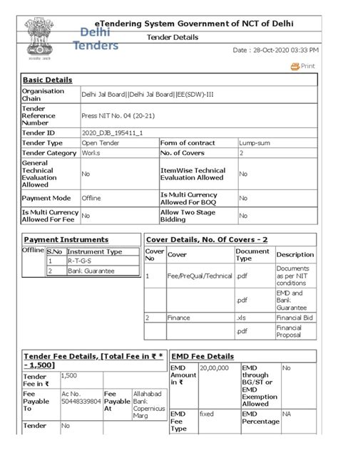 etendering system government of nct of delhi pdf financial services