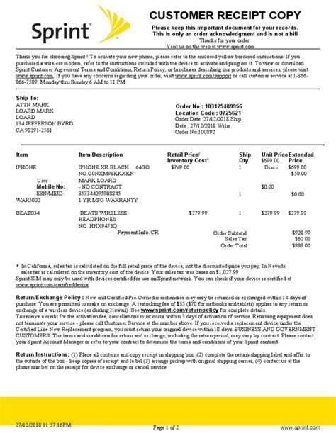 Activation Instructions And Order Details For Mark Loards New Sprint