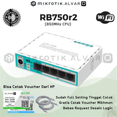 Jual MikroTik Router RB750r2 HEX Lite Full Setting Hotspot Voucher Rt RW Net Server PPPoE Load