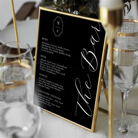 Modern And Minimal Bar Menu Script Monogram Black Poster Zazzle Bar