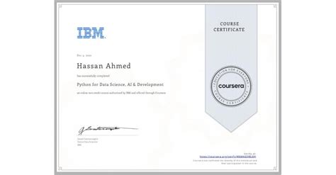 Completion Certificate For Python For Data Science Ai And Development