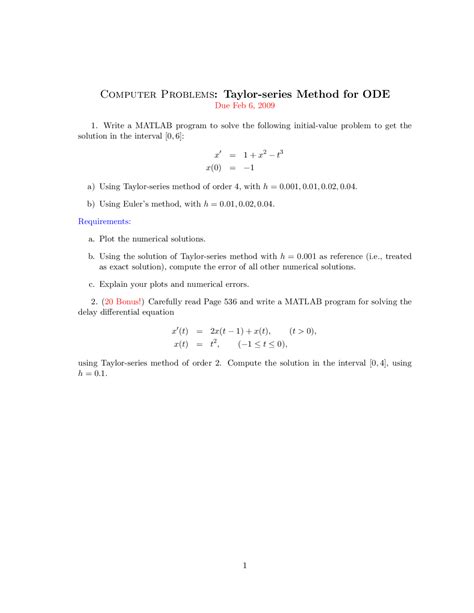 Taylor Series Method For Ode Introduction To Numerical Analysis Ii