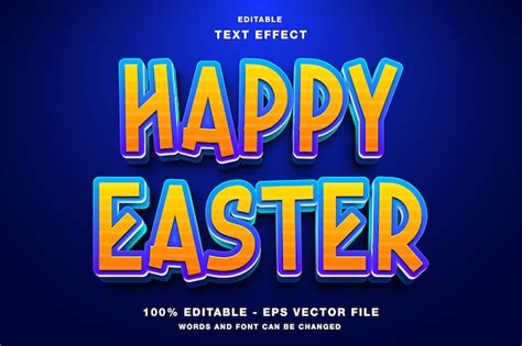 Happy Easter Day Editable Text Effect Premium Vector