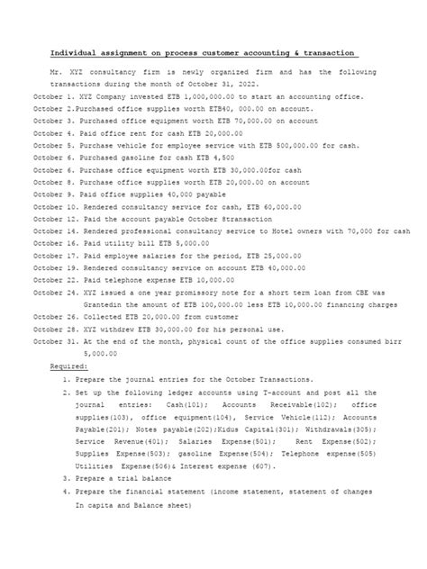 Individual Assignment On Process Customer Account And Transaction Pdf