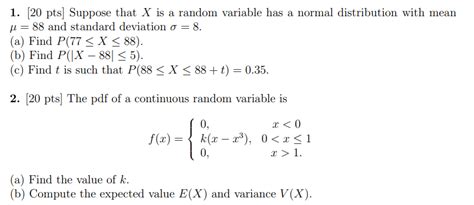 Solved Pts Suppose That X Is A Random Variable Has A Chegg