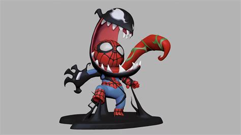 Venom Take Over Spiderman Chibi 3d Print Model By 3dprintmodel91