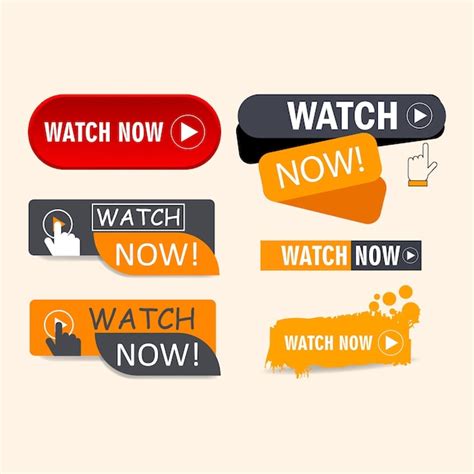 Premium Vector Watch Now Buttons Tag Label Sticker Icon Set Vector