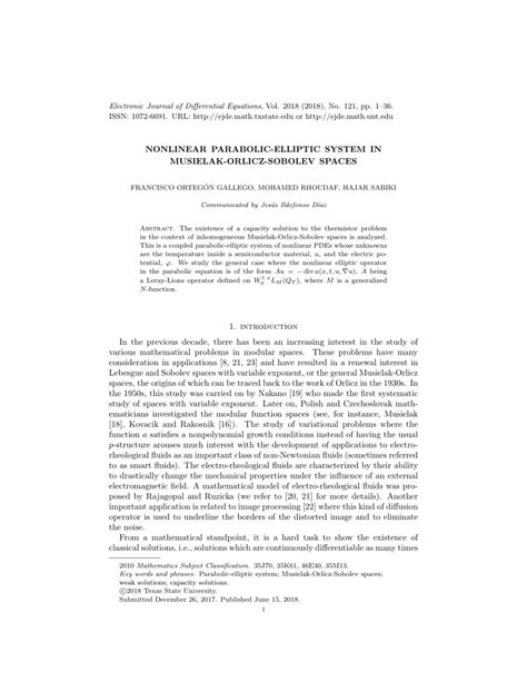 Pdf Nonlinear Parabolic Elliptic System In Musielak Orlicz Sobolev Spaces