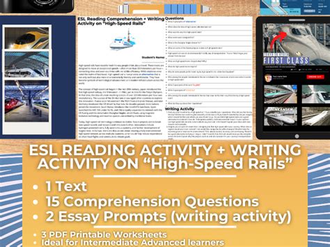 Esl Reading Comprehension Writing Activity High Speed Rails By Teach Simple