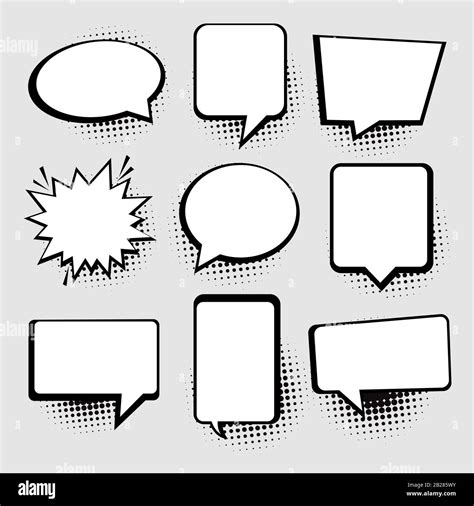 Speech or thought bubbles. Retro empty comic speech bubbles set 9 in 1. Vector icon Stock Vector ...