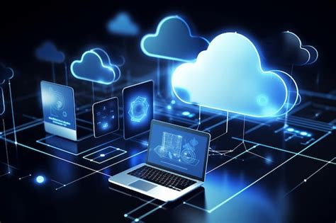 Premium Photo Cloud Technology Cloud Computing Devices Connected To Digital Storage In Data