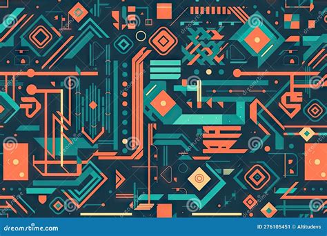 Pattern Of Interlocking Geometric Shapes And Letters Stock Image