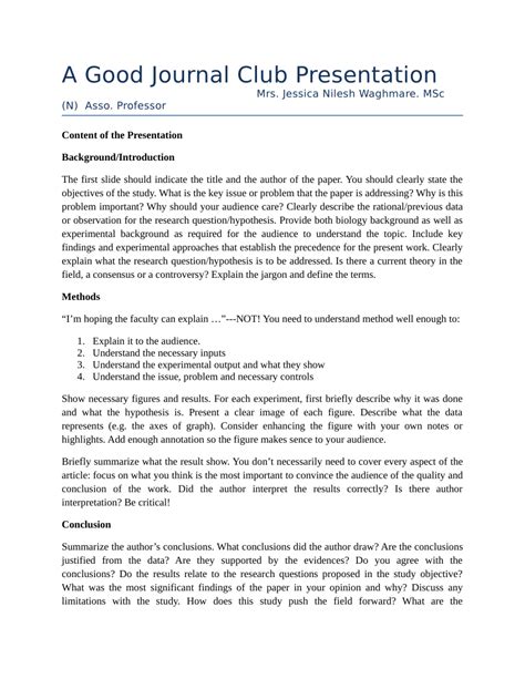 Journal Club Format Ppt At Meghan Herbert Blog