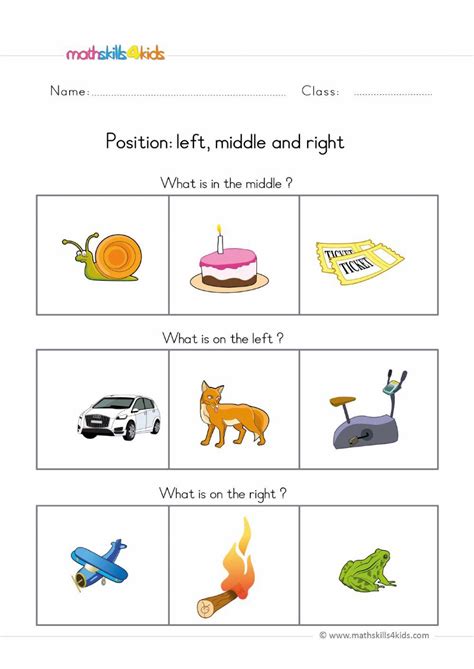Positions Left Right And Middle Online Exercise For Live Worksheets