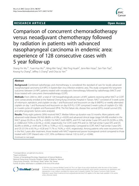 Pdf Comparison Of Concurrent Chemoradiotherapy Versus Neoadjuvant Chemotherapy Followed By