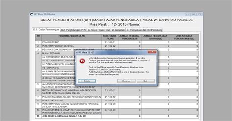 √ Solusi Aplikasi Espt Pph 21 Unhandled Exception Has Occured In Your