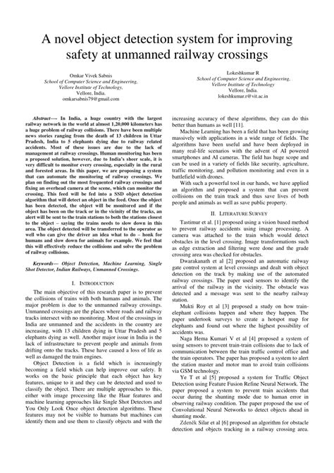 Pdf A Novel Object Detection System For Improving Safety At Unmanned Railway Crossings