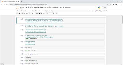 Python Numpy Library Runsheet