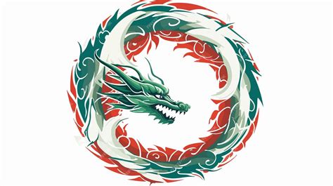 Abstract Dragon In Circular Circle Design Premium Ai Generated Vector