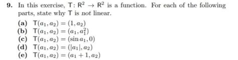 Solved 9 In This Exercise T R2R2 Is A Function For Each Chegg Com