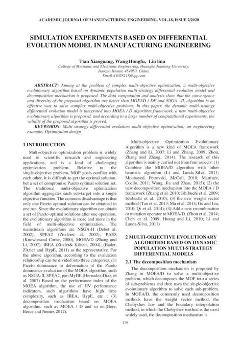 Pdf Simulation Experiments Based On Differential Evolution