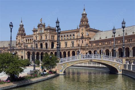 유네스코 세계 문화 유산으로 지정된 스페인 안달루시아 지역의 세비야 시에 있는 스페인 광장 사진 배경 및 무료 다운로드를위한 그림 Pngtree