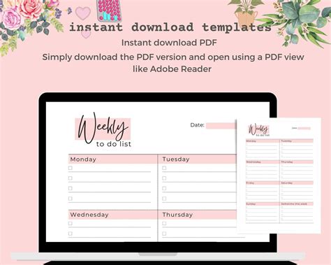 20 Blush Pink Planner Templates Productivity Planner Templates Printable Planner Pages A6