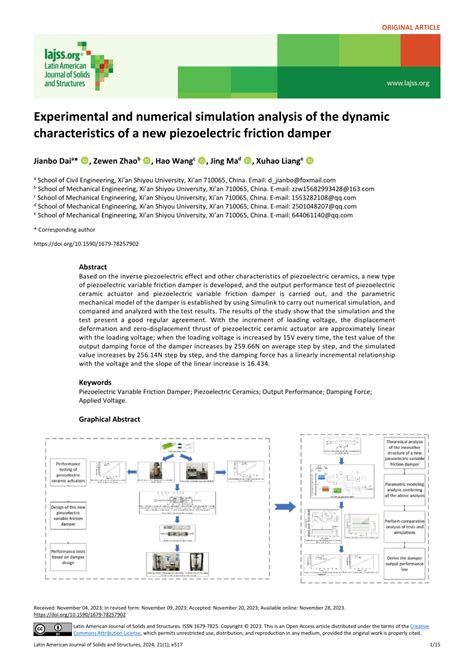 Pdf Experimental And Numerical Simulation Analysis Of The Dynamic Characteristics Of A New