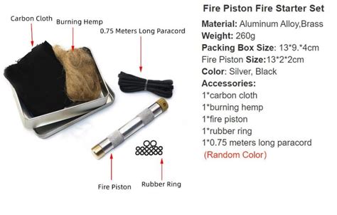 Fire Piston Combo In Tin Complete Bushcraft Fire Making Set Including Hemp Tinder And Charcloth