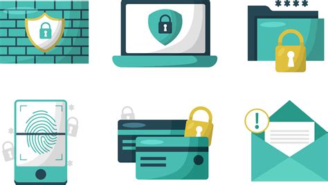 Digital Data Protection Design Element Set Cyber Security Illustration
