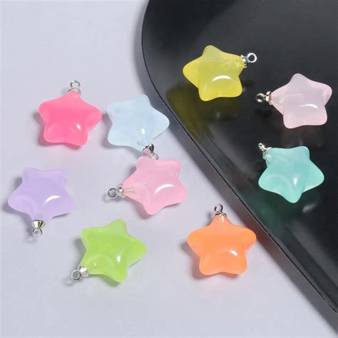 혼합 캔디 컬러 별 모양 부적 펜던트 비즈 쥬얼리 제작 Diy 목걸이 귀걸이 키체인 공예 로트당 10 개 20x17