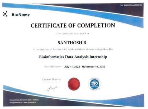 Santhosh Rajakumar On Linkedin Research Internship Bioinformatics