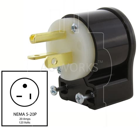 Ac Works® Nema 5 20p 20a 125v All Angles Plug With Ul C Ul Approval