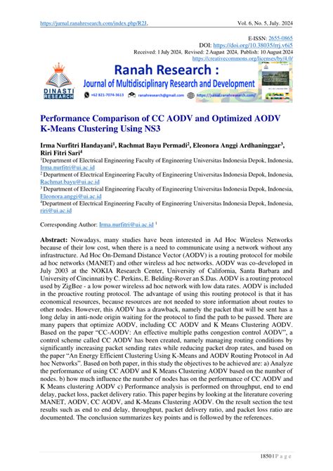 Pdf Performance Comparison Of Cc Aodv And Optimized Aodv K Means Clustering Using Ns3